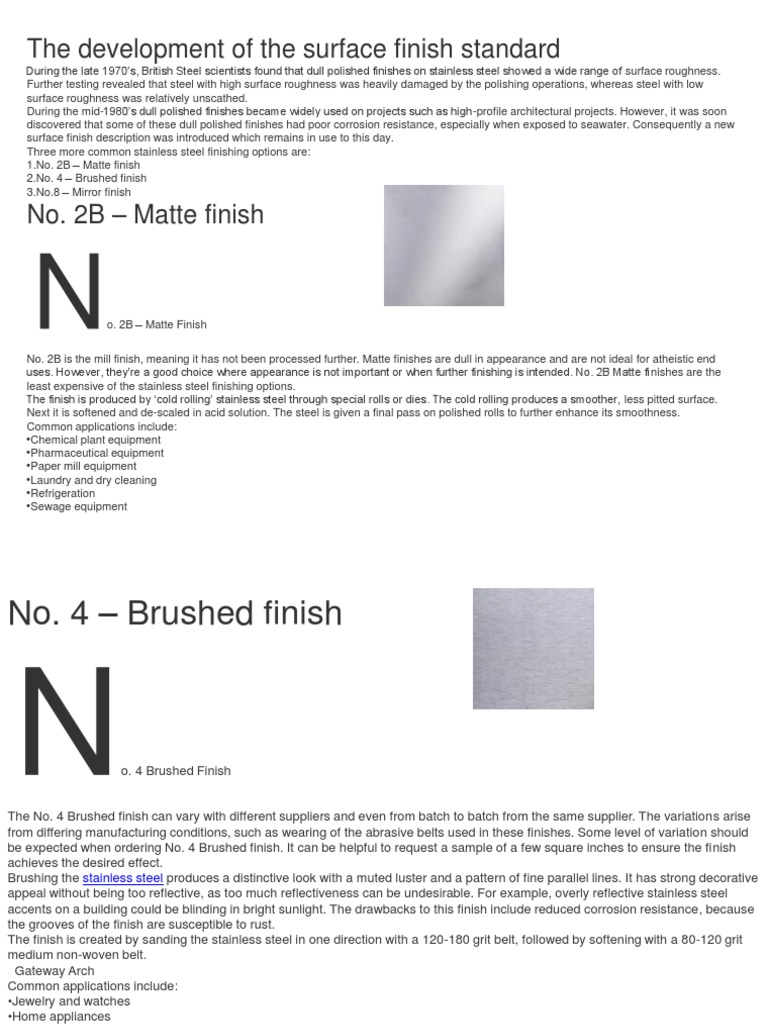 SS Finishes | PDF | Stainless Steel | Mirror
