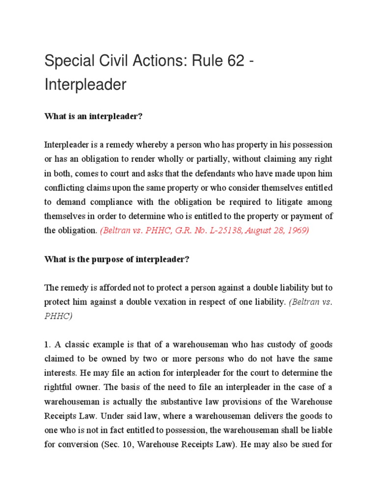 Resolving Conflicting Claims Through Interpleader: A Guide to ...