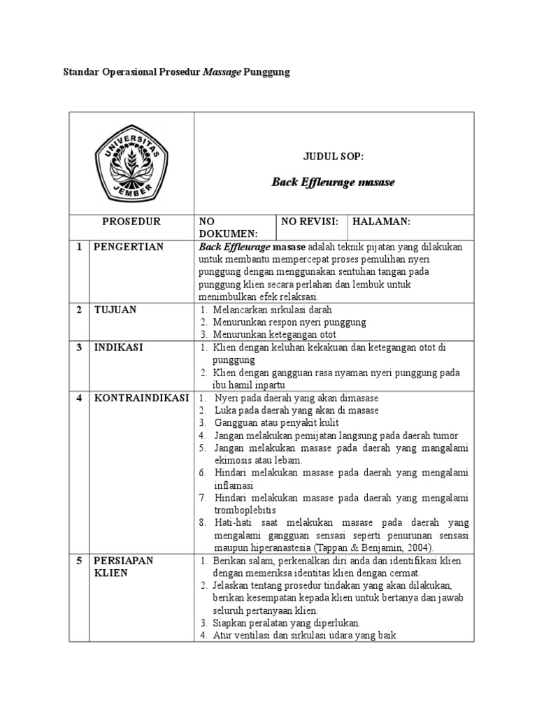 SOP Teknik Effleurage | PDF