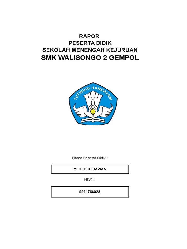 Contoh Cover Raport K13 SMK Walisongo 2 Gempol | PDF