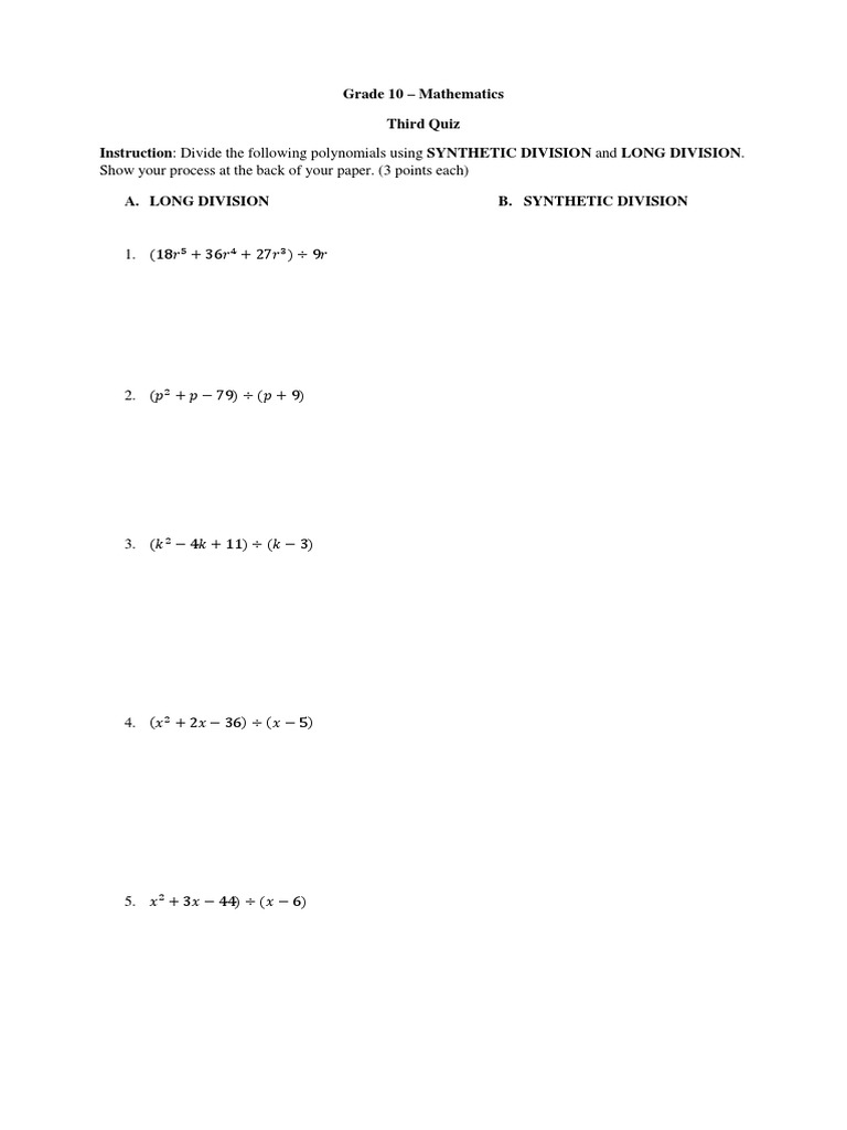 Show Your Process at The Back of Your Paper. (3 Points Each) | PDF