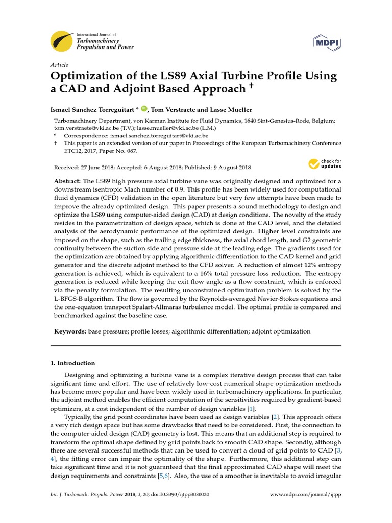 Optimization of The LS89 Axial Turbine Profile Using A CAD and Adjoint Based Approach | Download ...