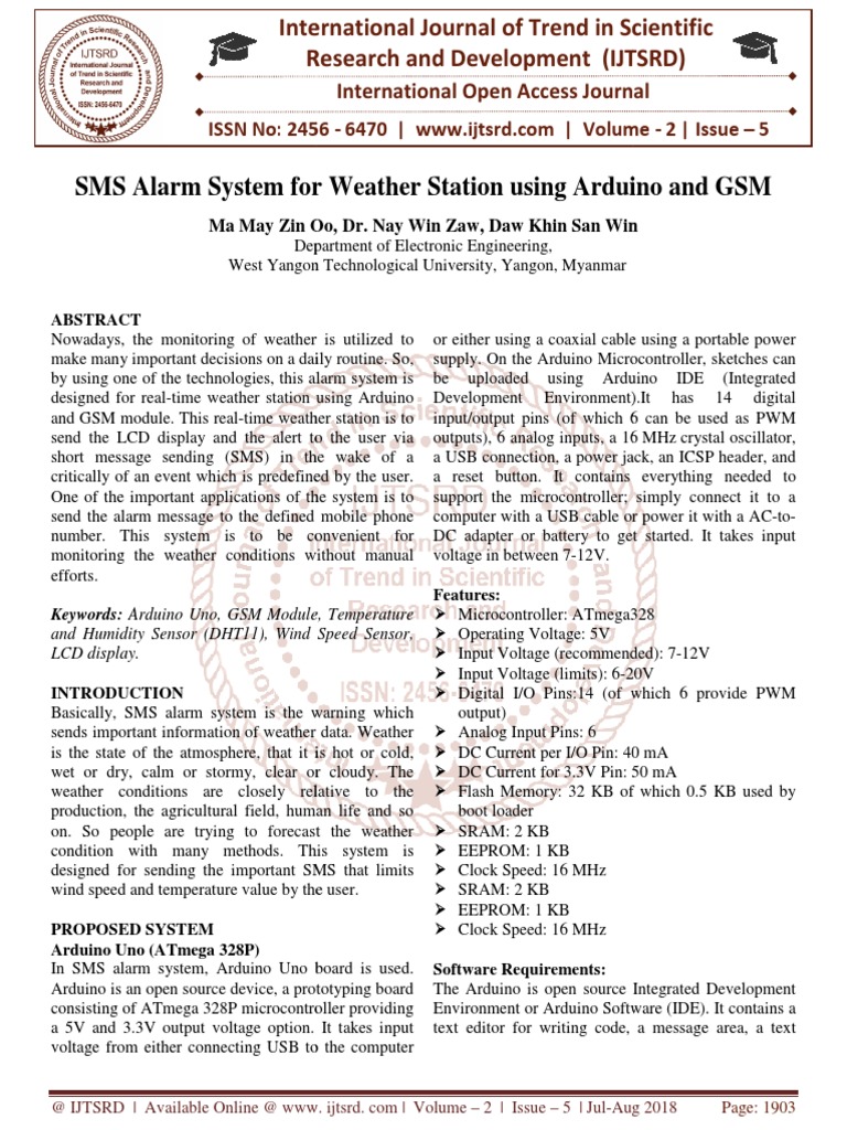 SMS Alarm System For Weather Station Using Arduino and GSM Module ...