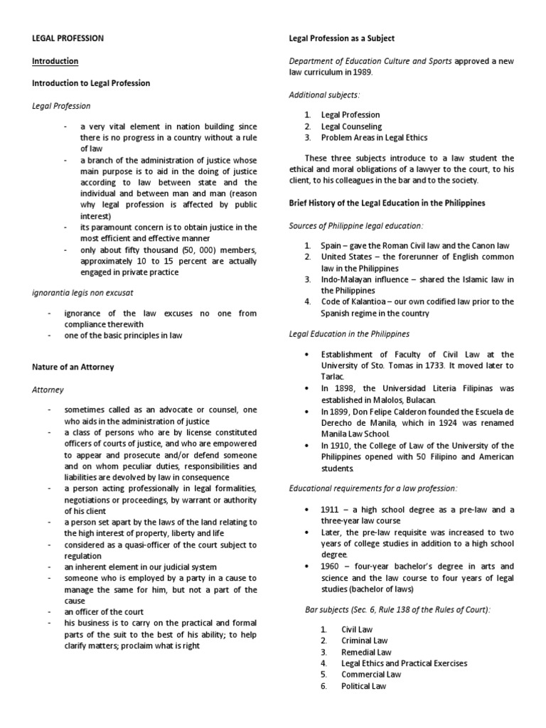 Legal Profession Introduction To Legal Profession Legal Profession As A ...