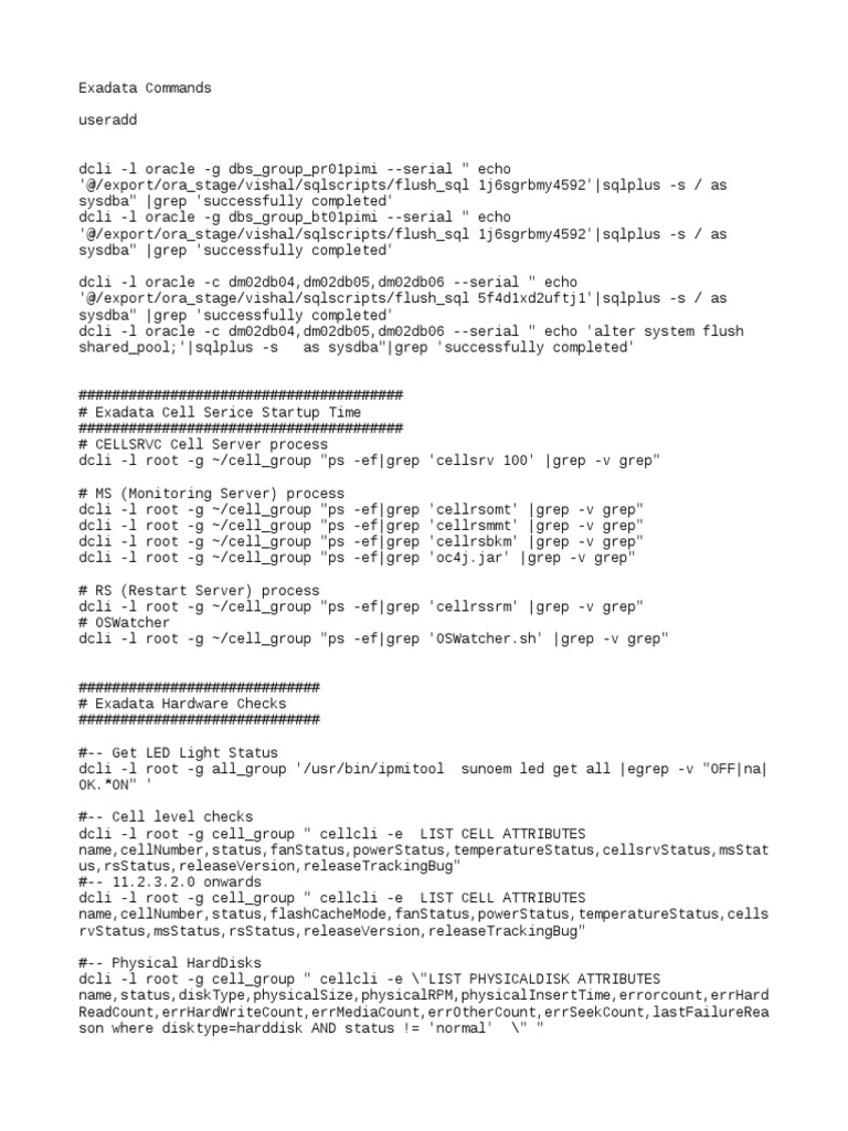 Exadata Commands | PDF | Digital Technology | Computer Data Storage