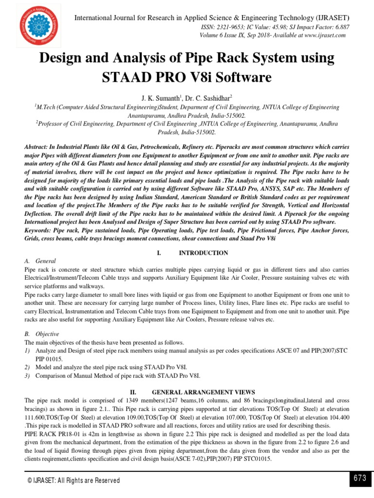 Design and Analysis of Pipe Rack System Using STAAD PRO V8i Software ...
