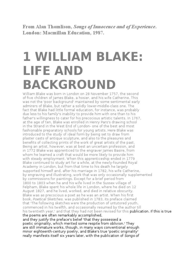 William Blake: Life and Influence | PDF | William Blake | David Hume