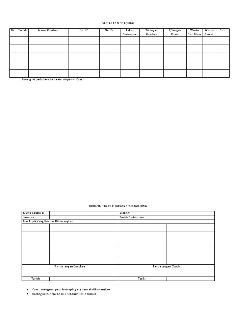 Borang Coaching and Mentoring | PDF
