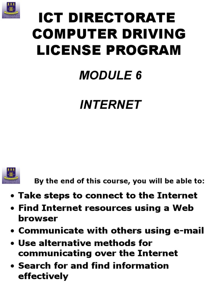 Ict Directorate Computer Driving License Program: Internet | PDF ...