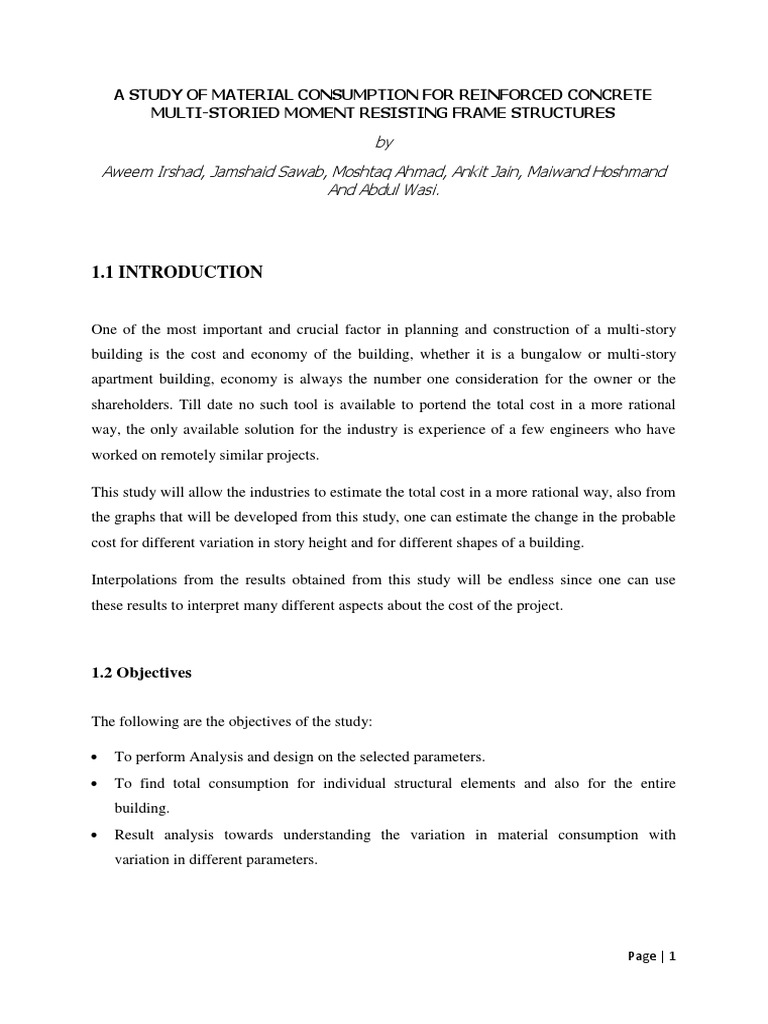 Estimating Material Consumption for Reinforced Concrete Multi-Storied ...