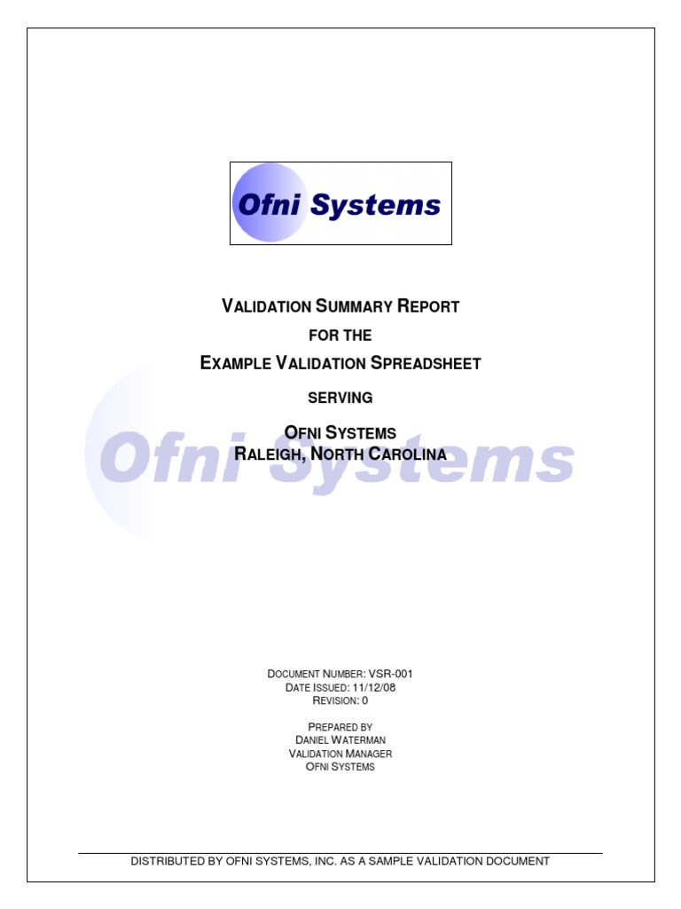 Validation Summary Report Template PDF | PDF | Verification And ...