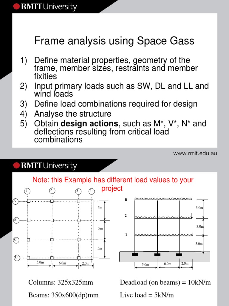 Space Gass Frame Analysis Guide | PDF | Structural Load | Beam (Structure)