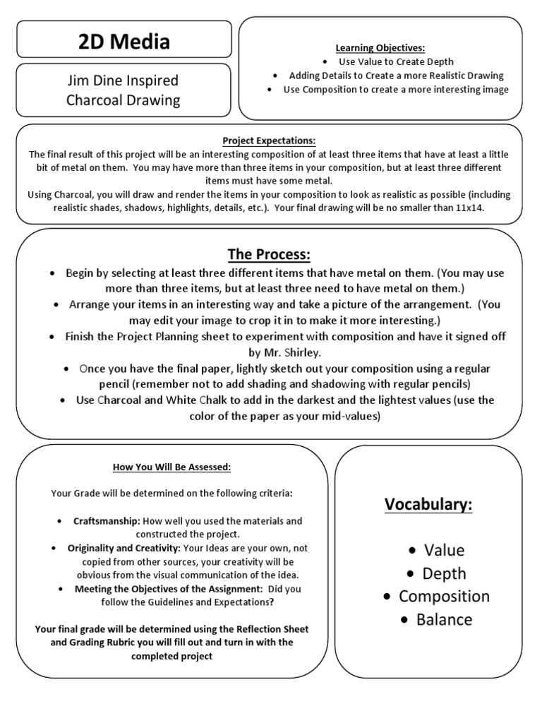 Charcoal Project Sheet | PDF | Composition (Visual Arts) | Drawing