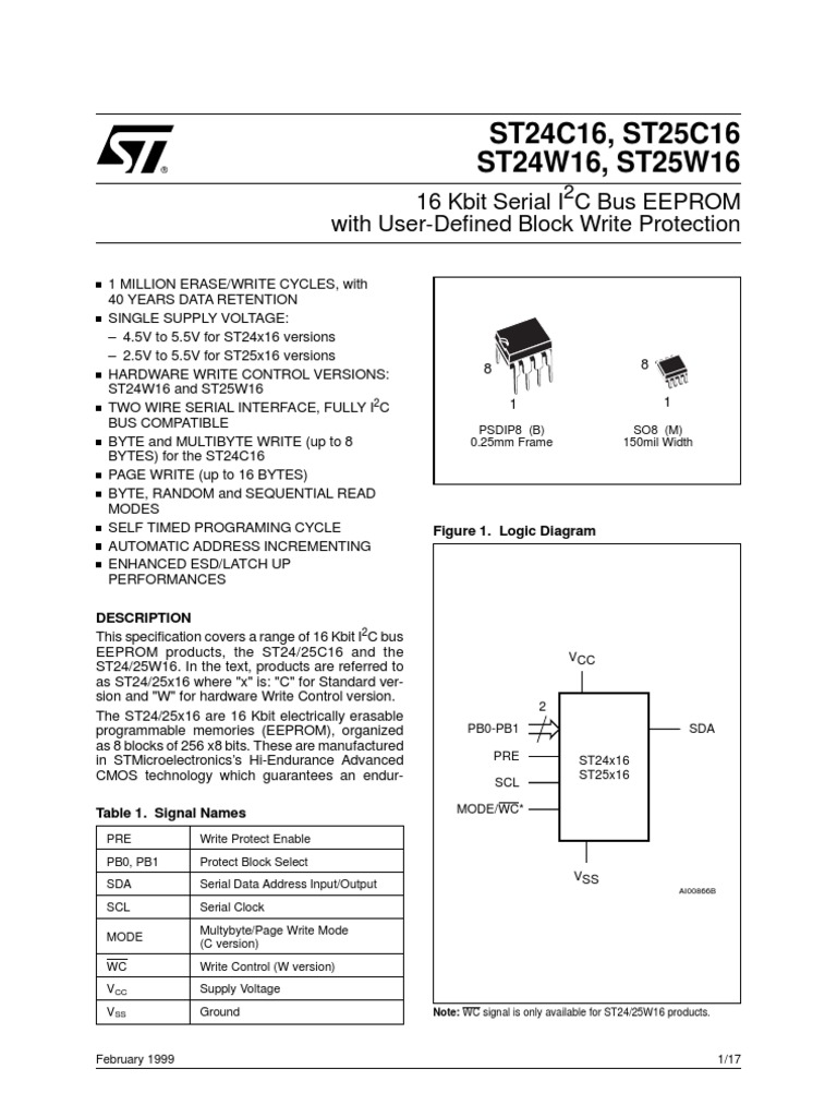 Datasheet 24c16 | PDF | Transmission Control Protocol | Electrical Engineering