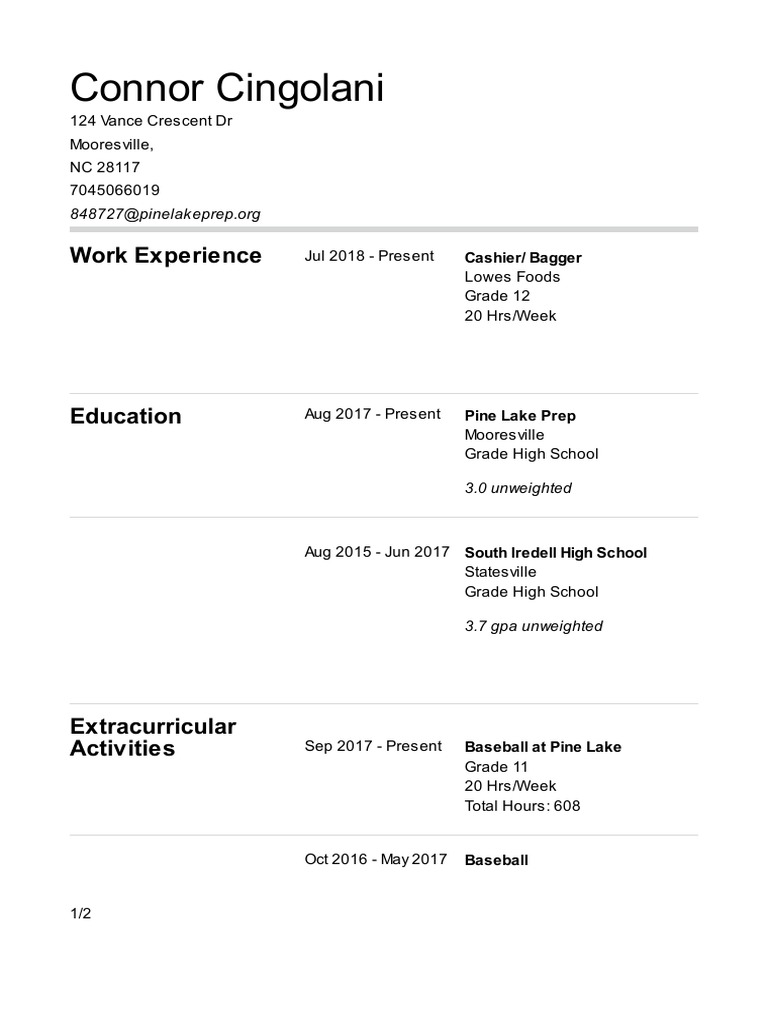 Connor Cingolani Resume | PDF
