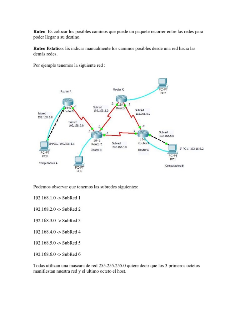 Practica Enrutamiento Estatico | Descargar gratis PDF | Protocolos Osi | Enrutador (Computación)