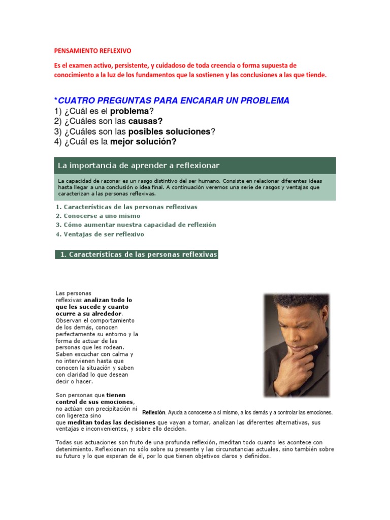 Pensamiento Reflexivo | PDF | Conocimiento | Estado de ánimo (psicología)
