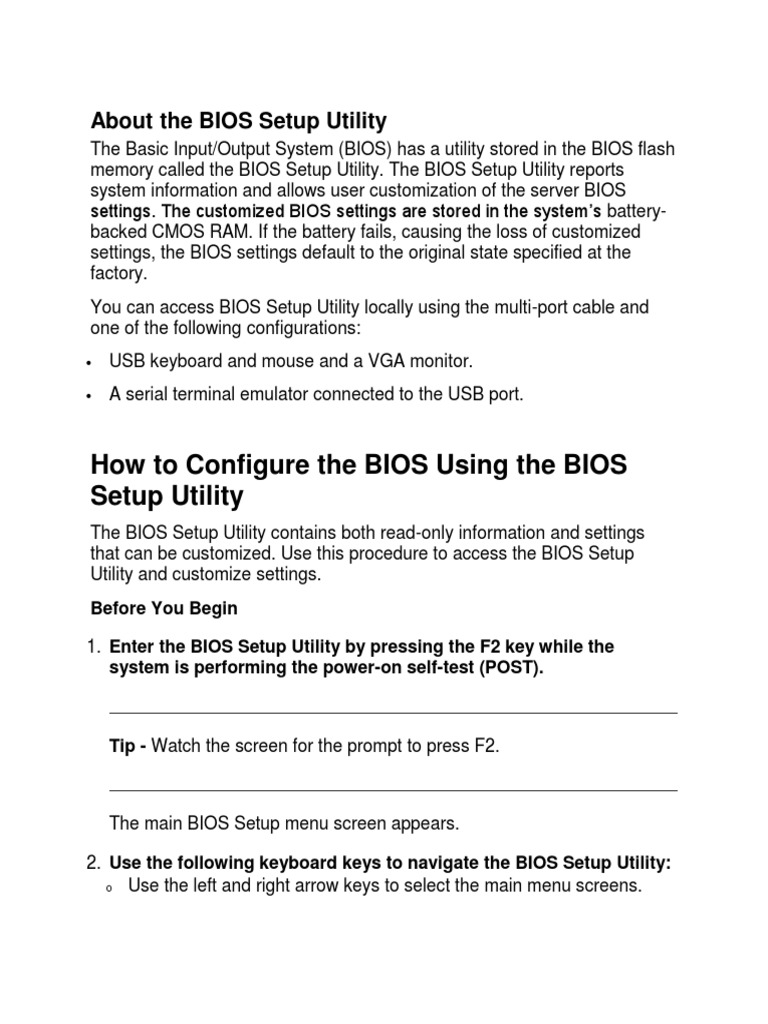 About The BIOS Setup Utility | PDF