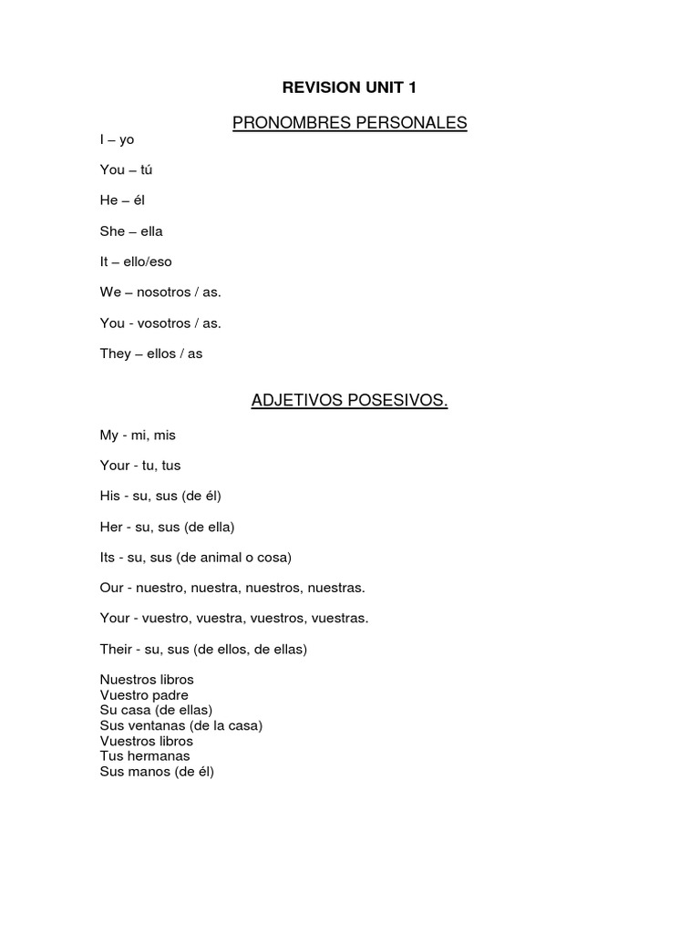 1º ESO Inglés - Unit 1 Teoría - English Alive | PDF