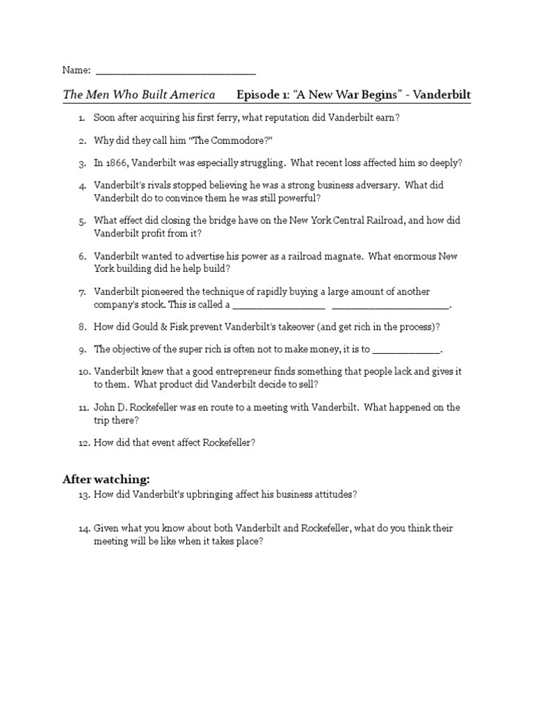 The Men Who Built America: Episode 1: "A New War Begins" - Vanderbilt ...