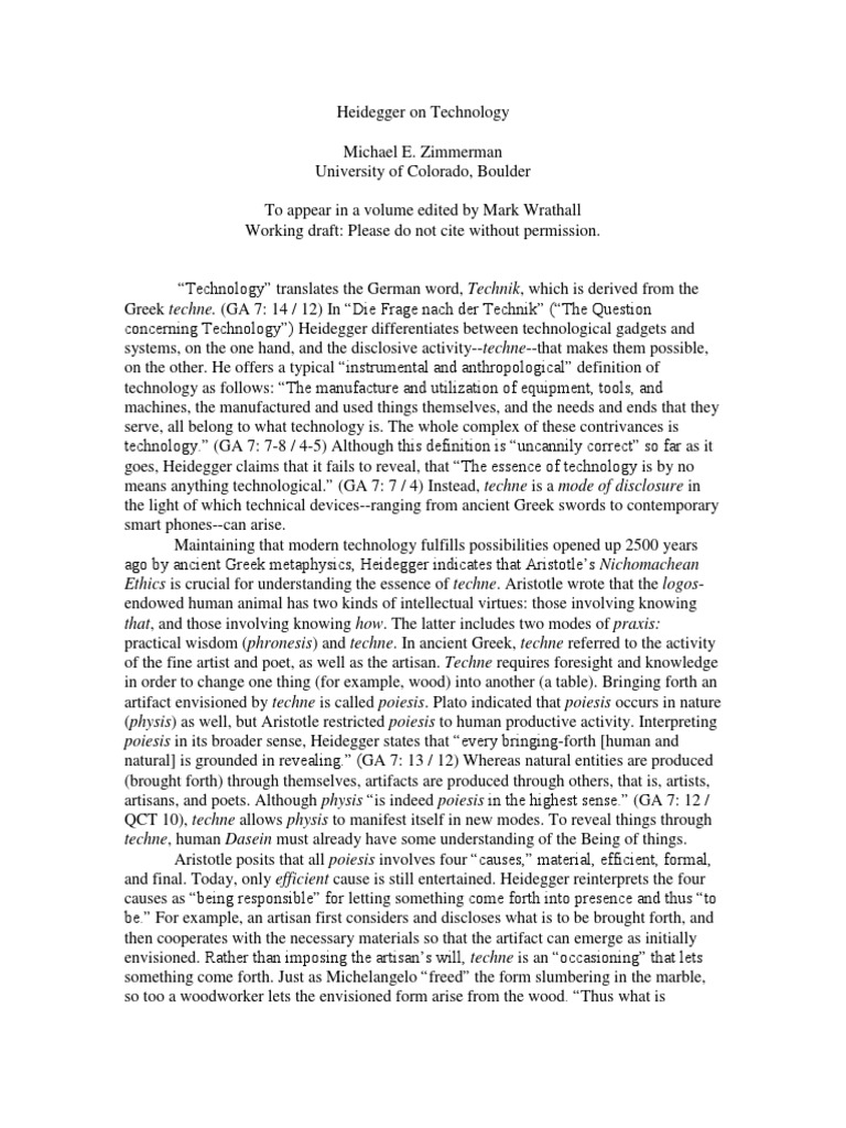 Heidegger on Technology | Martin Heidegger | Philosophical Theories