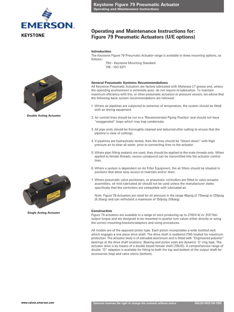 Keystone Figure 79 Actuator Manual | PDF | Valve | Actuator