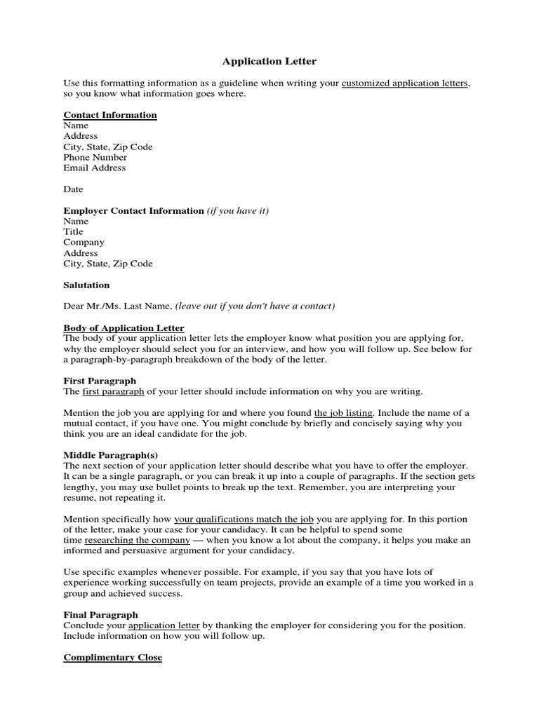 A Guide to Writing an Effective Application Letter | PDF ...