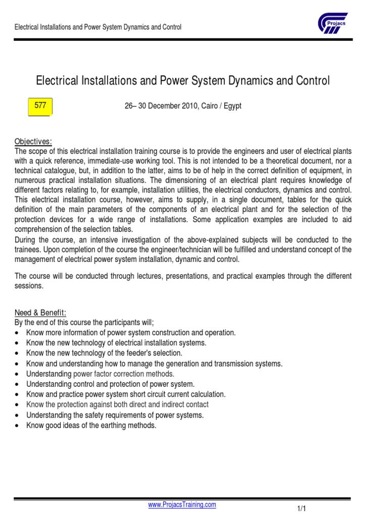 Electrical Installations and Power System | PDF | Electric Power System ...