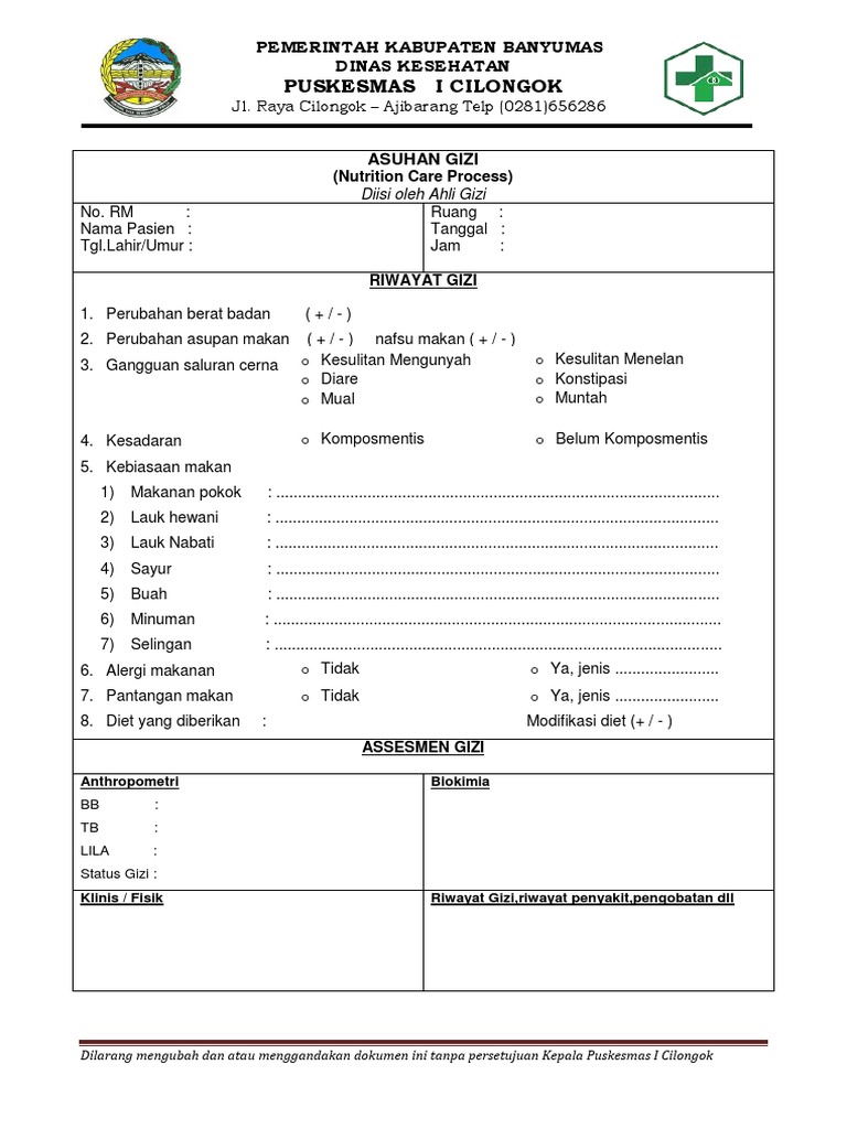 Form Asuhan Gizi NCP Fix | PDF