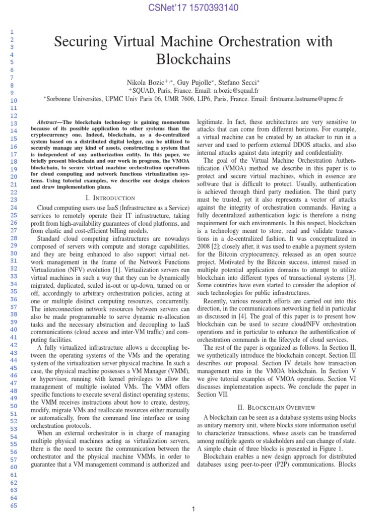 Securing Virtual Machine Orchestration With Blockchains: Nikola Bozic, Guy Pujolle, Stefano ...