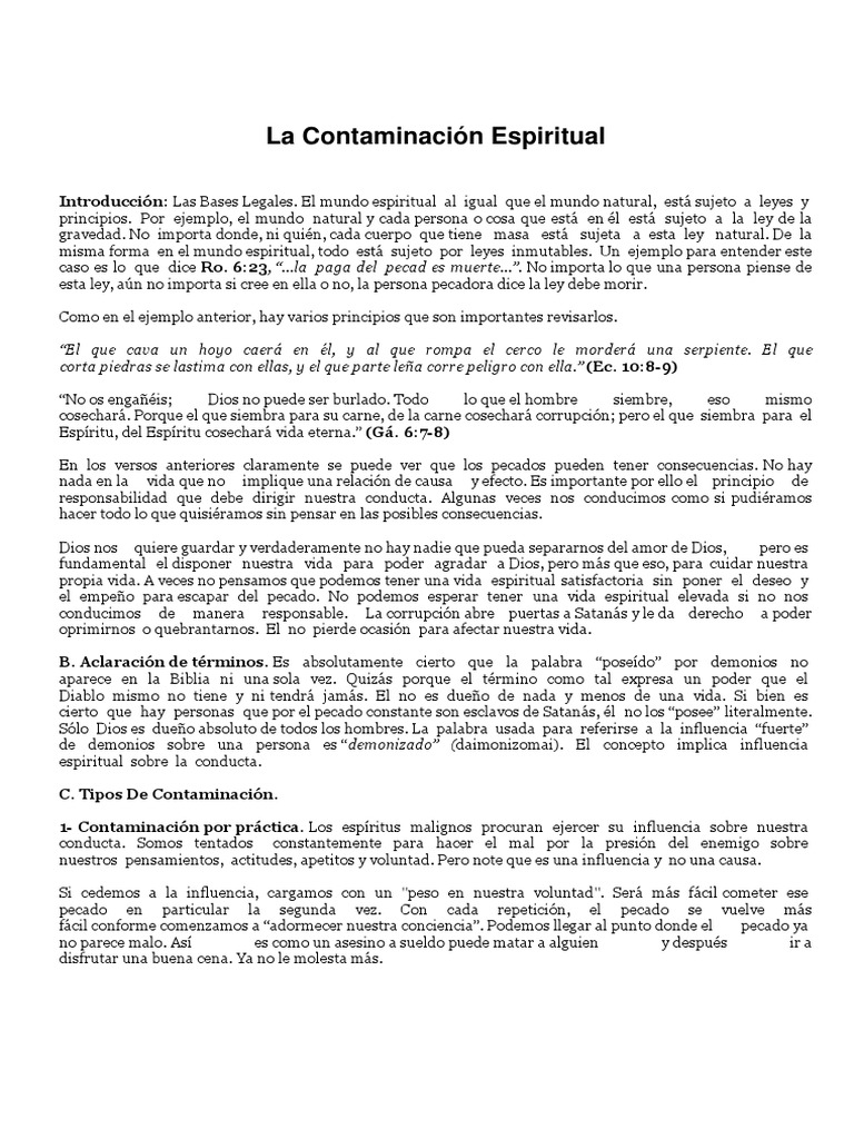 Contaminación Espiritual según la Biblia | PDF | Demonios | Pecado