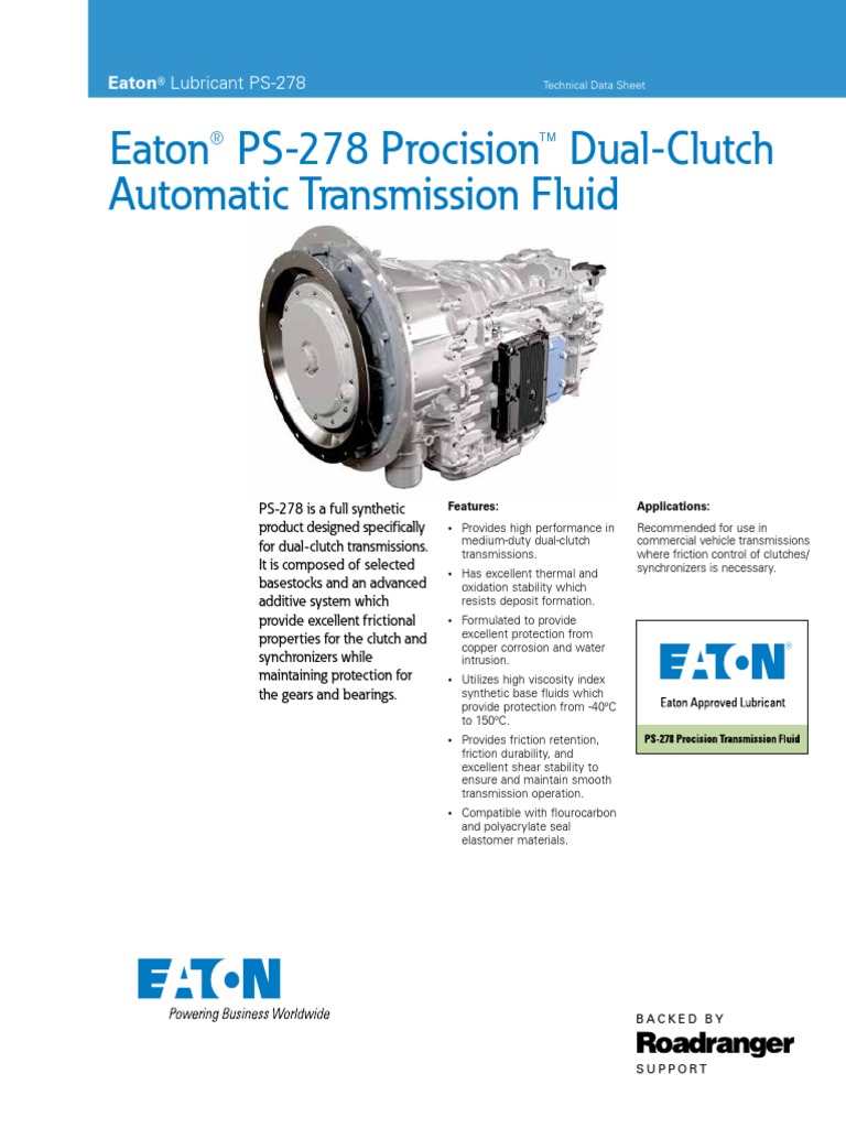 Eaton® PS-278 Procision™ Dual-Clutch Automatic Transmission Fluid | PDF ...