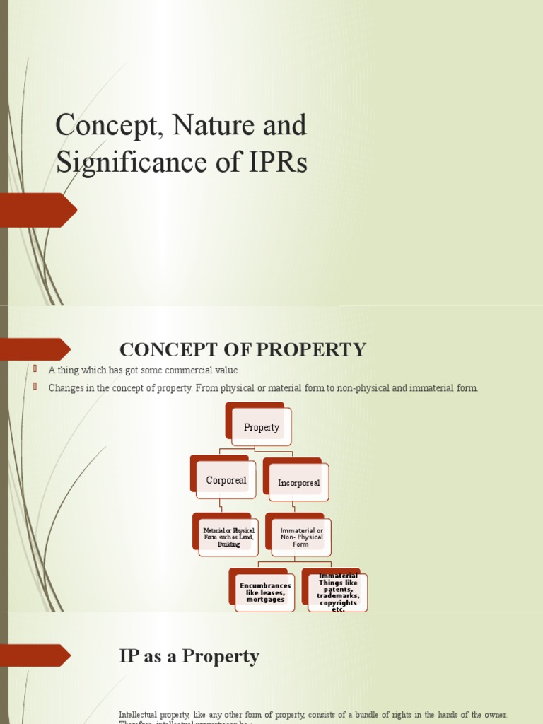 Concept, Nature and Significance of IPRs | PDF | Intellectual Property ...
