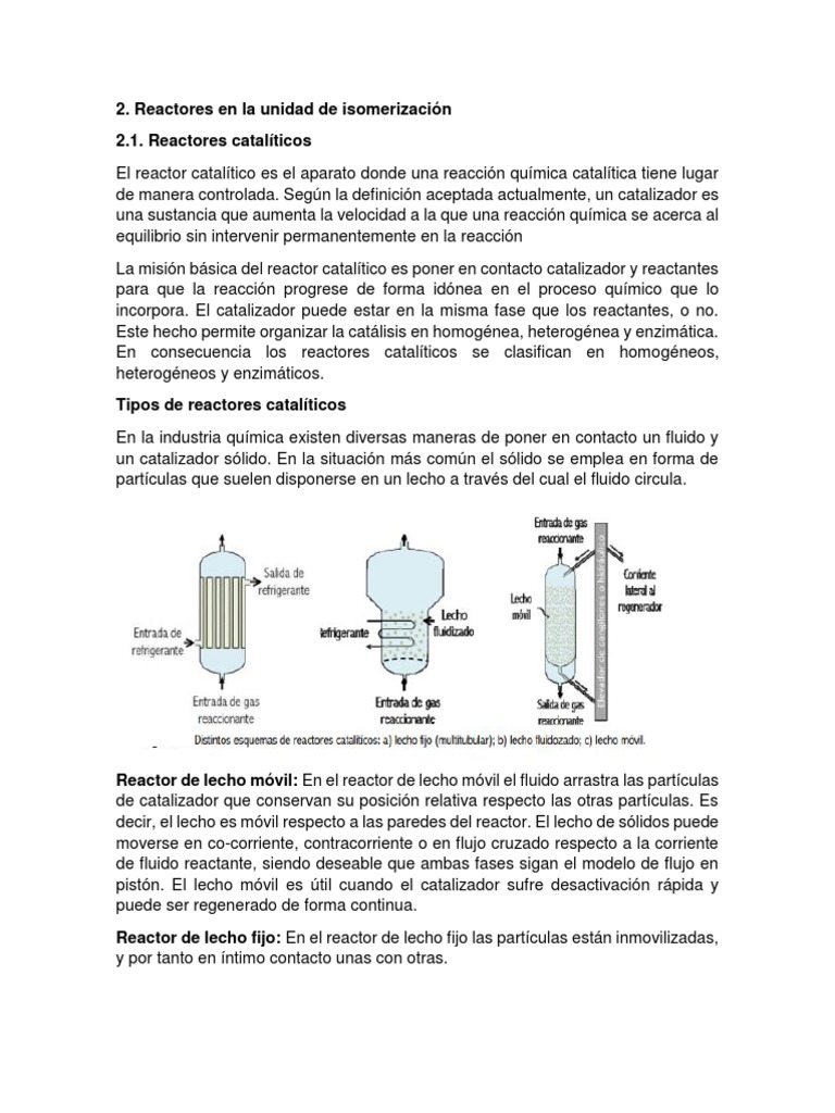 Procesos catalíticos y tipos de reactores en la unidad de isomerización ...