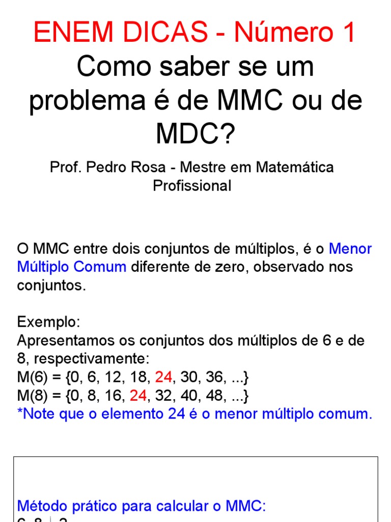 Dica Enem 1 - MMC e MDC | PDF | Bem-estar | Médico