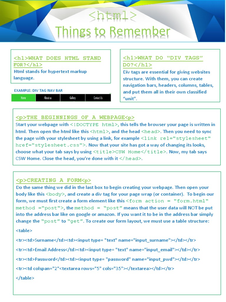 HTML Revision Guide | PDF