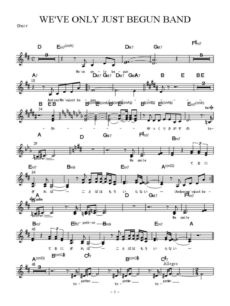 We'Ve Only Just Begun BAND - Part - Choir | PDF