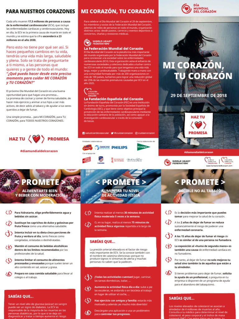 Folleto Día Mundial Del Corazón 2018 | PDF | Fumar tabaco | Adicción