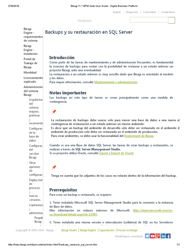 BKP y Restore SQL Server | PDF | Servidor SQL de Microsoft | Apoyo