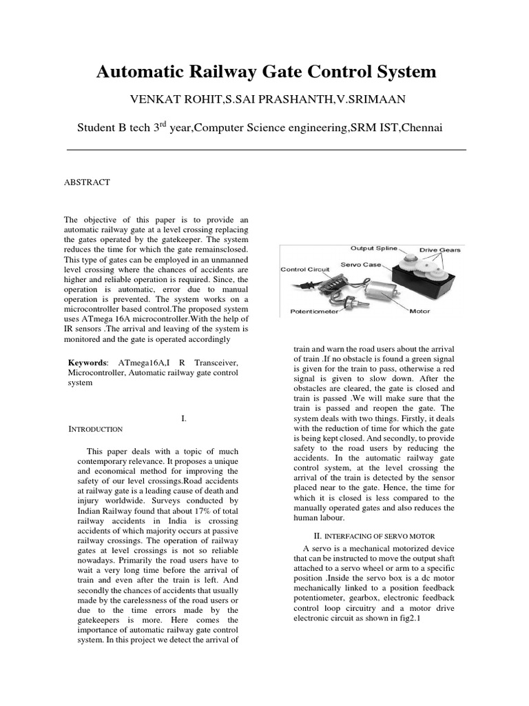 Automatic Railway Gate Control System | PDF | Servomechanism | Infrared