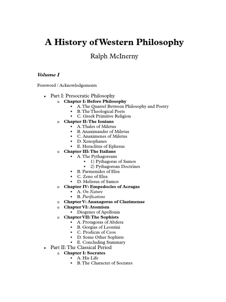 A History of Western Philosophy - Ralph McInerny | PDF