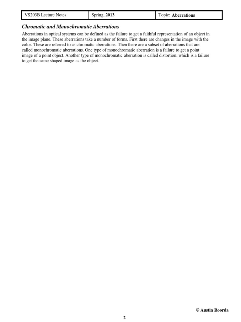 Aberration Notes 2013 | PDF | Lens (Optics) | Optics