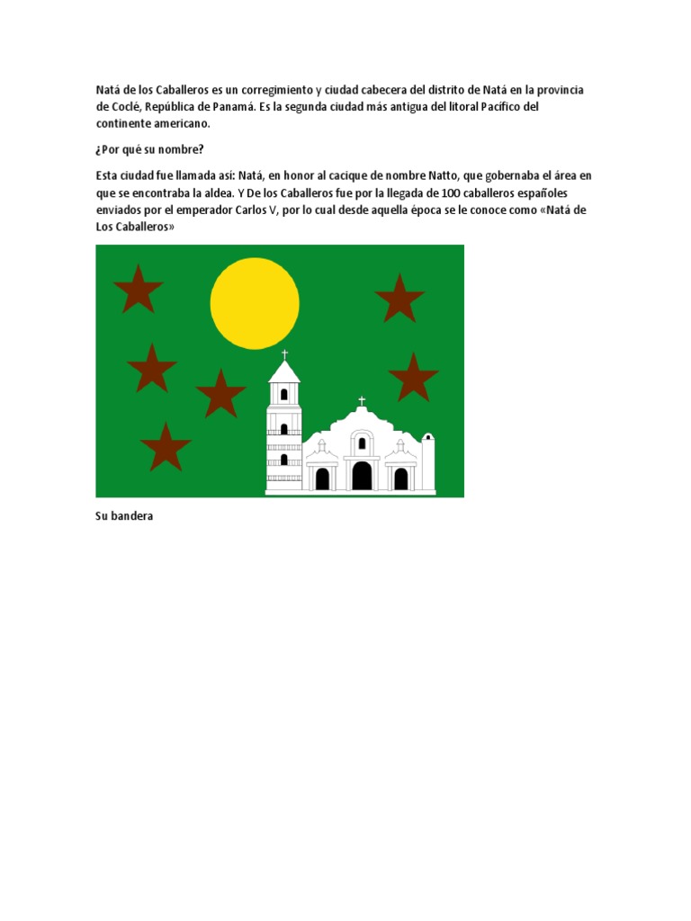 Natá de Los Caballeros Es Un Corregimiento y Ciudad Cabecera Del ...