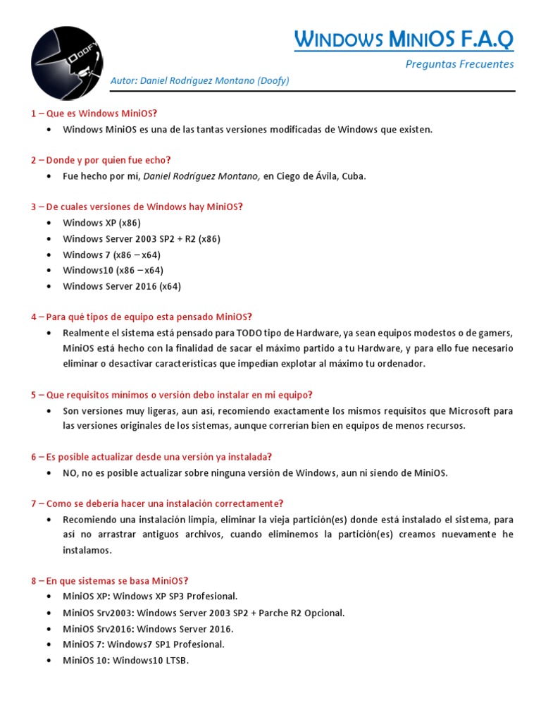 Windows MiniOS FAQ | PDF | Windows XP | Familias de sistemas operativos