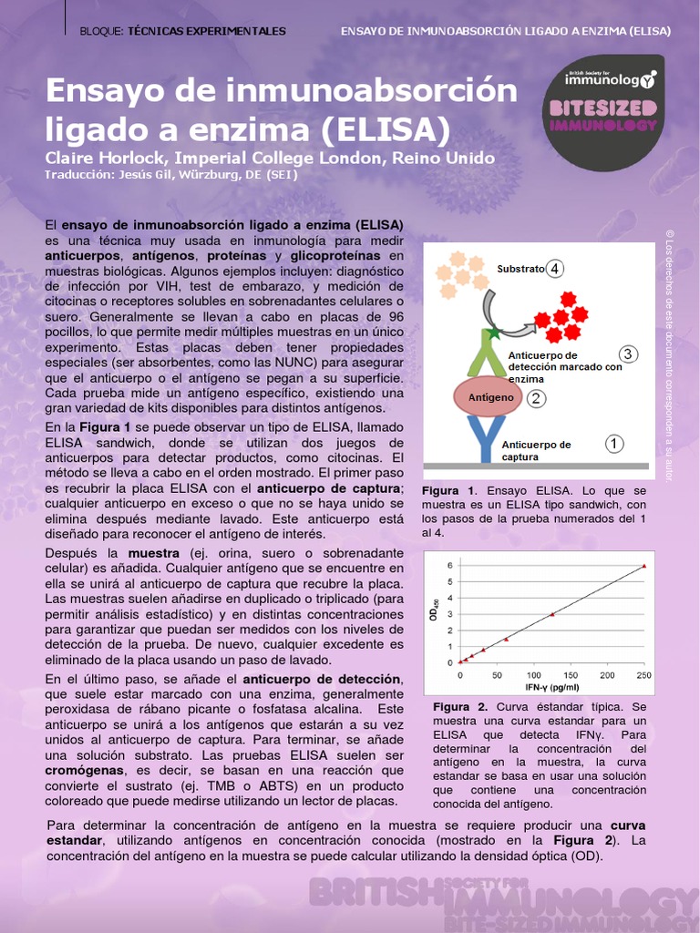 Enzyme-Linked Immunosorbent Assay (ELISA) (Ensayo de Inmunoabsorción Ligado A Enzima (ELISA ...