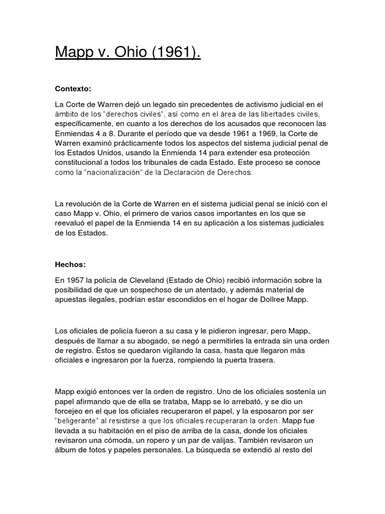 Mapp Vs Ohio | PDF | Información del gobierno | Gobierno