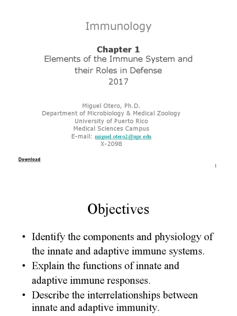Chapter 1 - Elements of The Immune System and Their Roles in Defense ...