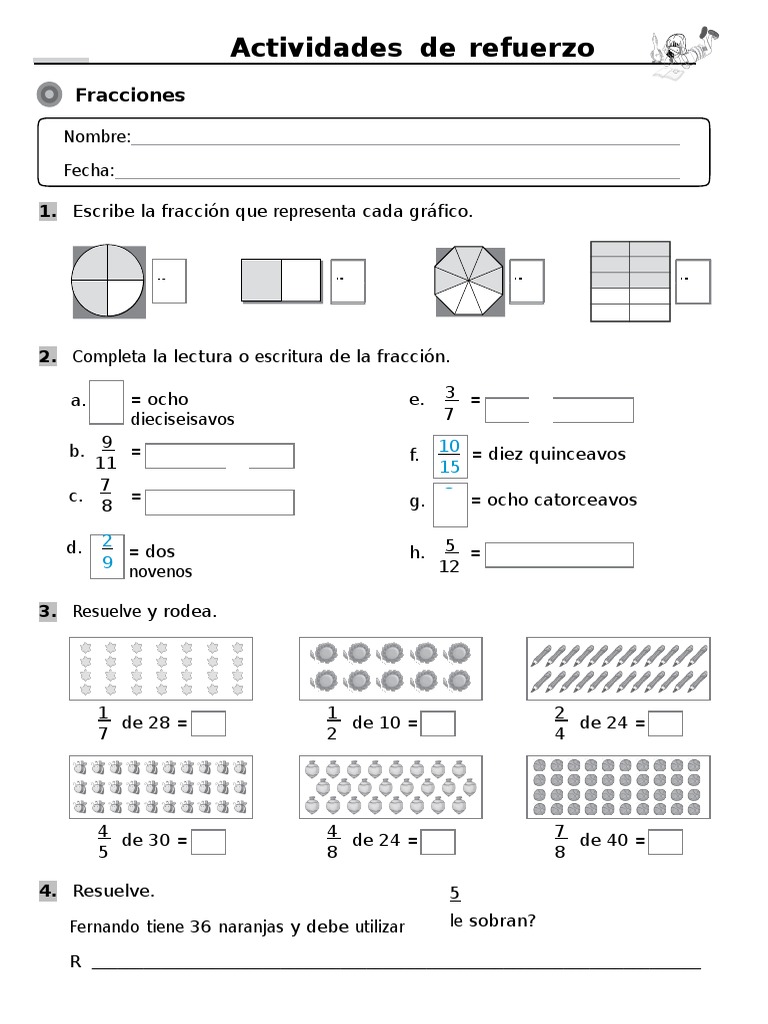 Ejercicios y Exámenes de Fracciones | PDF | Fracción (Matemáticas ...
