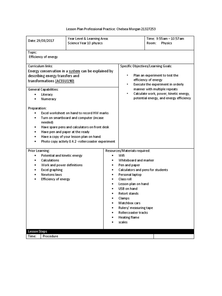 Lesson Plan 10 - Year 10s Physics | PDF | Lesson Plan | Classroom