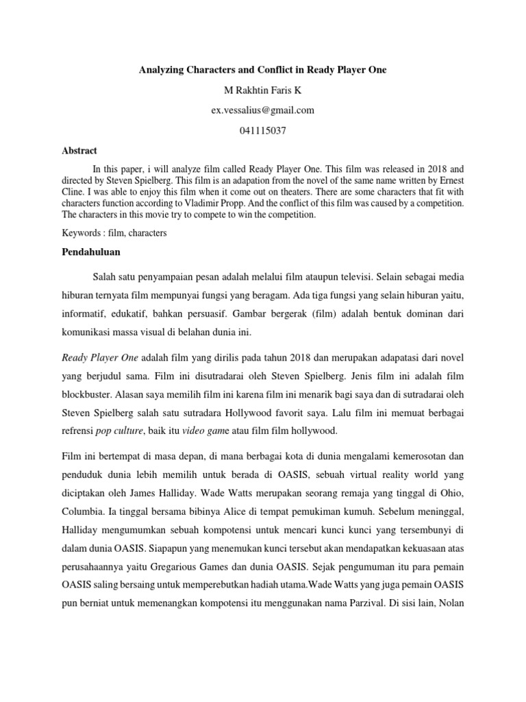 Analysis Ready Player One Characters | PDF